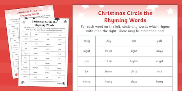 Christmas Rhyming Words | twinkl.com.au