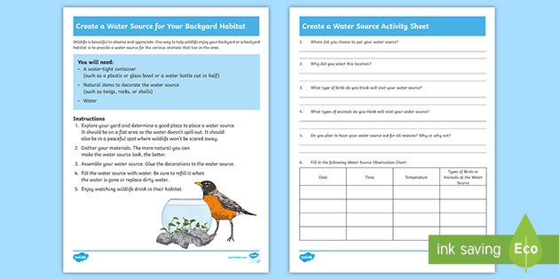 * NEW * Create a Water Source for Your Backyard Habitat Activity