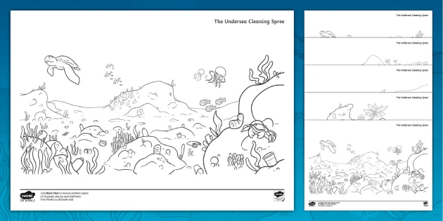 The Undersea Cleaning Spree Colouring Pages (teacher made)