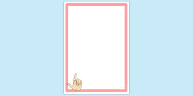 FREE! - Simple Blank Hand with Thumb and 1 Finger Up Page Border