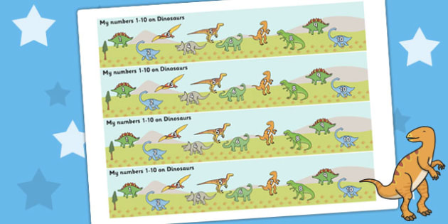 Counting Dinosaurs 1-10 Number Strips (teacher made)