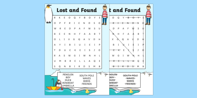 Word Search to Support Teaching on Lost and Found