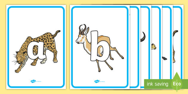 👉 Safari Animals A-Z Alphabet Display Poster - A-Z Alphabet on Ostriches