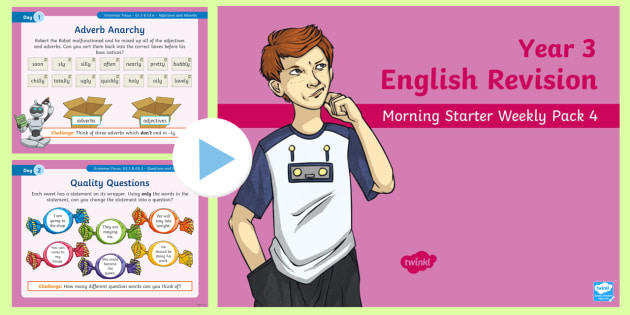 Year 3 English Revision Morning Starter Weekly PowerPoint Pack 4