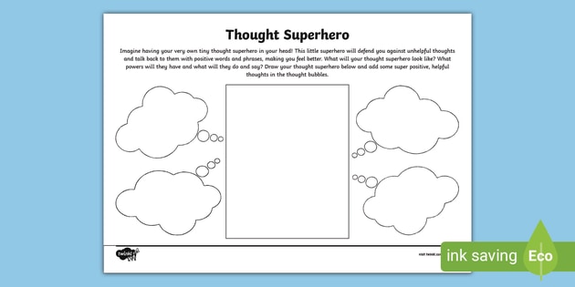 Positive Thinking Thought Superhero Activity Sheet