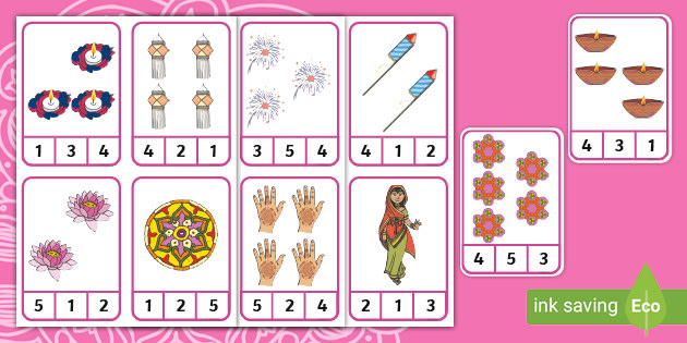 Diwali Counting Peg Matching Game Diwali Counting Peg Matching Game