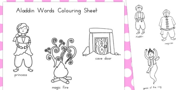 Aladdin Words Colouring Sheet (teacher made)