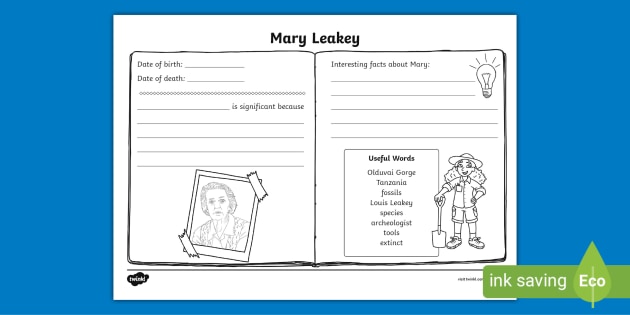 Mary Leakey Significant Individual Writing Frame Template