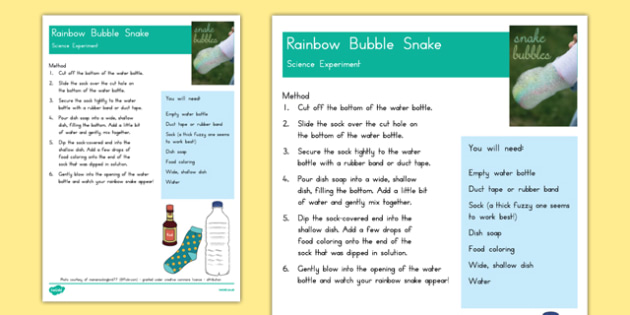 Rainbow Bubble Snake Science Experiment (teacher made)