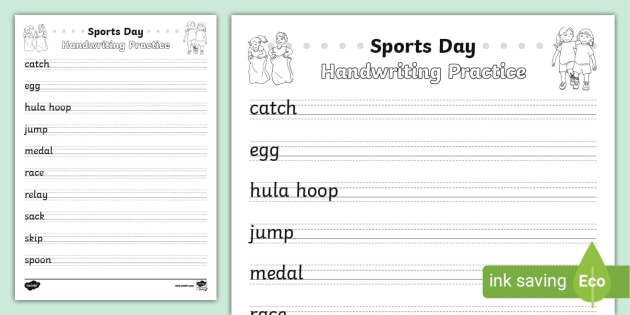 Sports Day Handwriting Practice Sheet (teacher made)