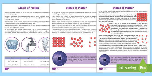 * NEW * States of Matter Differentiated Fact File - solid