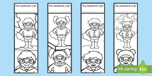 FREE! - Superhero themed Bookmark to Colour (teacher made)
