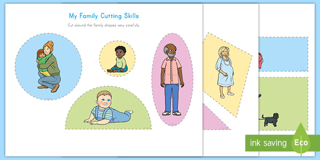 My Family Cutting Skills Activity | Family Sorting Activity