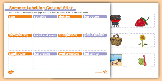 Summer Words Cut and Stick (teacher made)