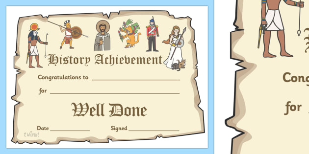 History certificate of achievement | Printable | Twinkl