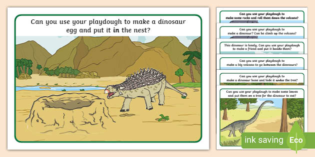 👉 Dinosaur-Themed Positional Language Playdough Mats