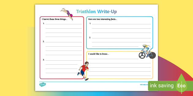 Triathlon Write-Up Worksheet (teacher made)