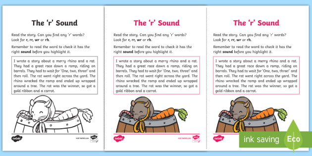 'r'/'wr'/'rh' Words Phonics Worksheet - NI Phonics Resources