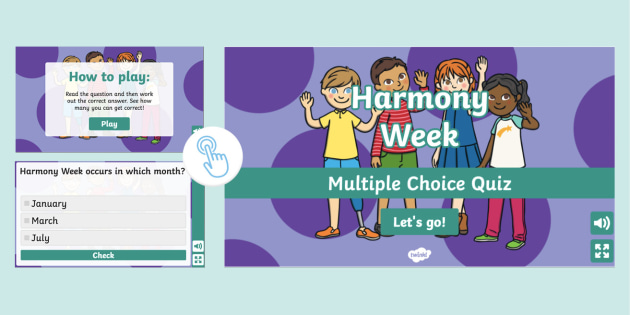 Harmony Week Interactive Multiple Choice Quiz (teacher made)