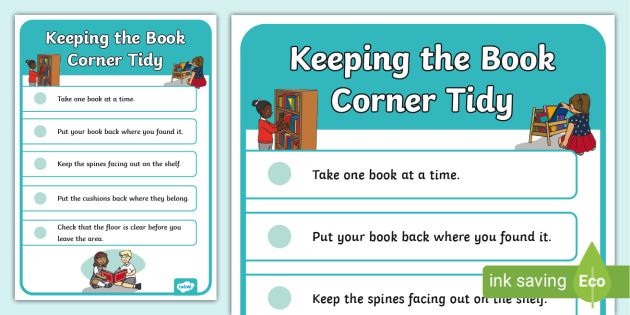 * NEW * Keeping the Book Corner Tidy Poster,Book Corner Rules