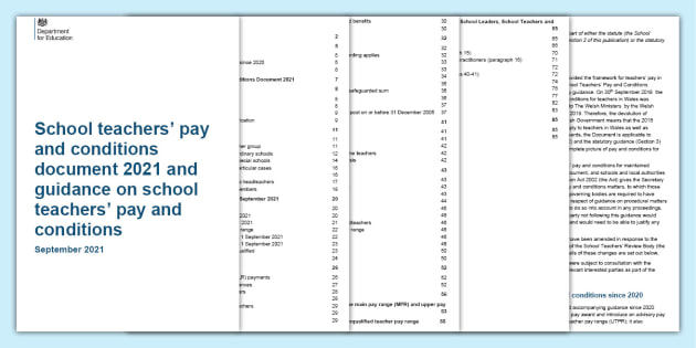 FREE! - School Teachers' Pay and Conditions Guidance - Updated 2021