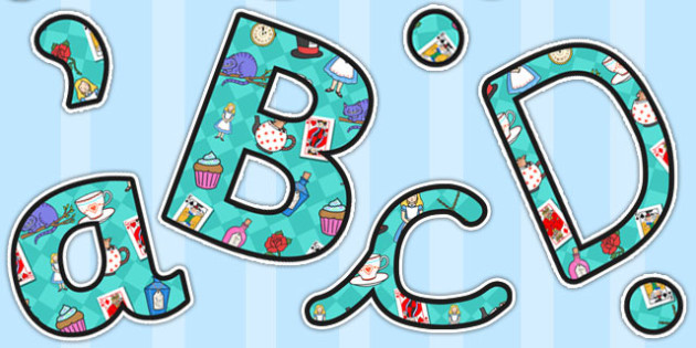 Alice in Wonderland Themed A4 Display Lettering Lowercase - alice