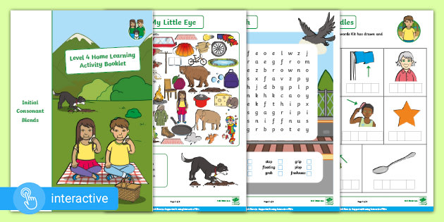 Interactive PDF: Phonics Home Learning Activity Booklet Level 4 Book 1