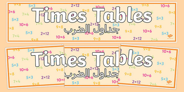 Times Tables Display Banner Arabic Translation