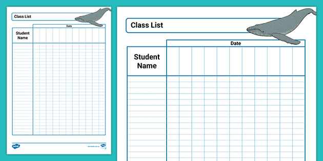 Ocean Class List (teacher made)