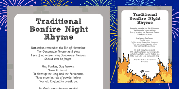 * NOUVEAU * Comptine traditionnelle : Bonfire Night