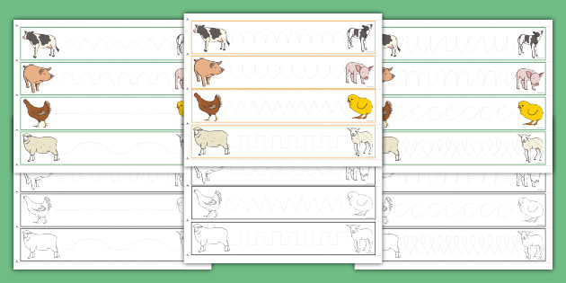Farm Fine Motor Skills Tracing Cards: Lines