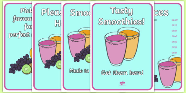 Smoothie Bar Role Play Display Posters