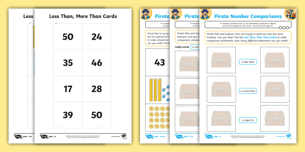 👉 Year 1 Numbers Under 50 Less Than More Than Maths Cards