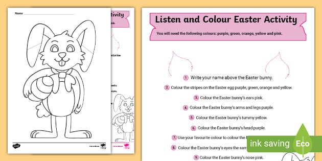 Listen and Colour Easter Activity (teacher made)