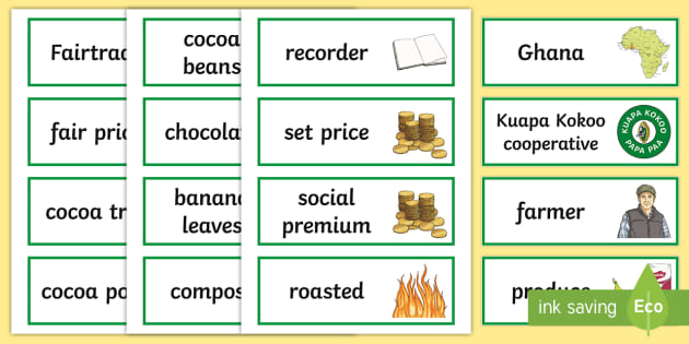World Fair Trade Day Chocolate Word Cards (teacher made)