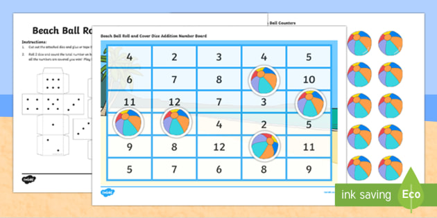 Beach Ball Lesson Plan | Roll & Cover Dice Addition Activity