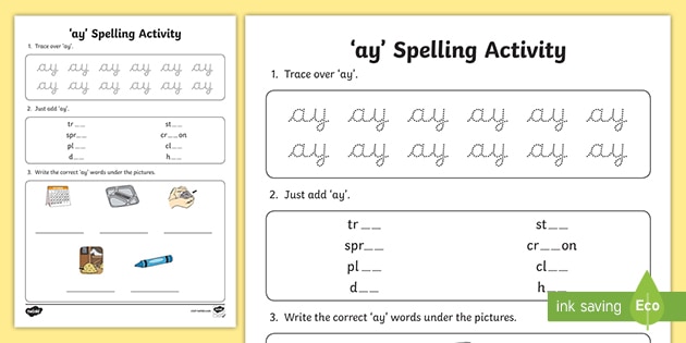 ay Spelling Activity Activity (teacher made)
