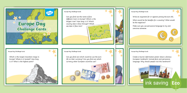 👉 Europe Day Challenge Cards - KS2 resource