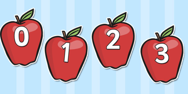 Numbers 0-100 on Apples - numbers 0-100, apples, fruit, number