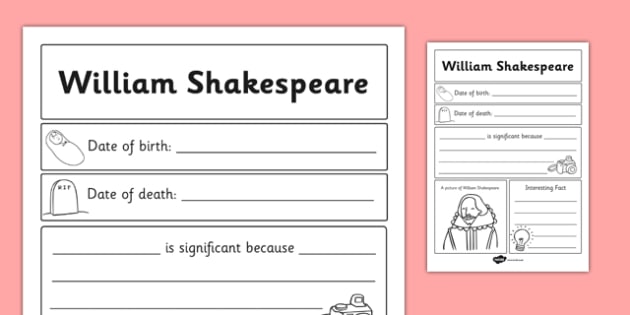 William Shakespeare Significant Individual Writing Frame - write