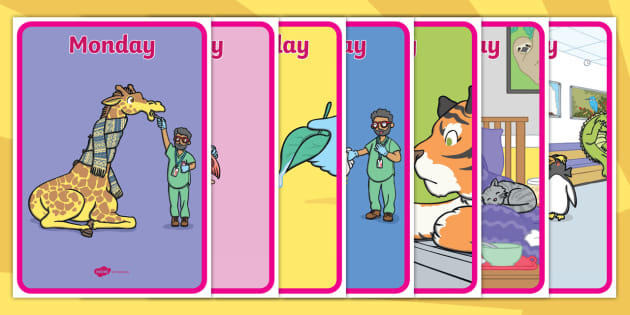 The Zoo Vet: Days of the Week Posters