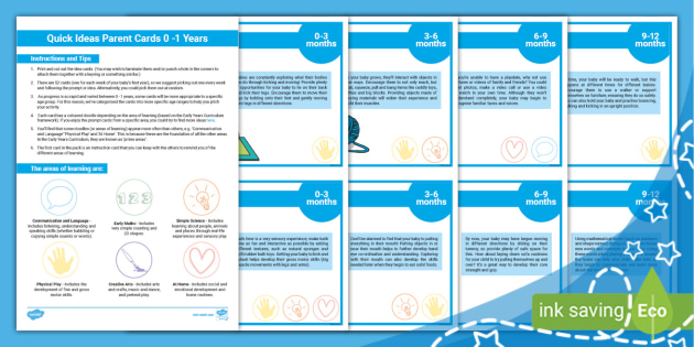 Quick Ideas Parent Cards (Ages 0 - 1 Years) (teacher made)