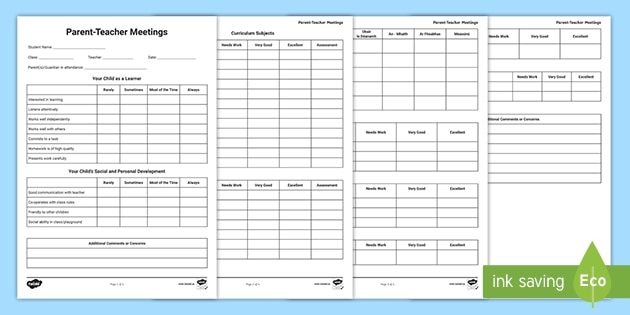 Sixth Class Parent Teacher Meeting Planning Template