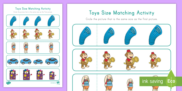 Toys Size Matching Worksheet / Worksheet (teacher made)