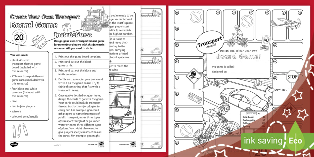 Create Your Own Transport Board Game (teacher made)
