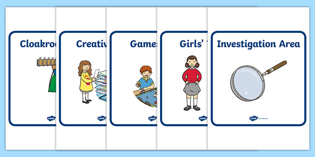 FREE! - Sapphire Blue Themed Editable Square Classroom Area Signs (Plain)