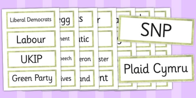 UK Elections 2015 Word Cards