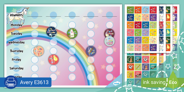 Unicorn Themed Reward Chart and Stickers (teacher made)