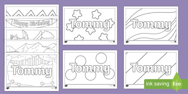 FREE! - Tommy Name Simple Colouring Activity Sheets