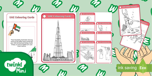 Twinkl Mini UAE Colouring Cards (teacher made)